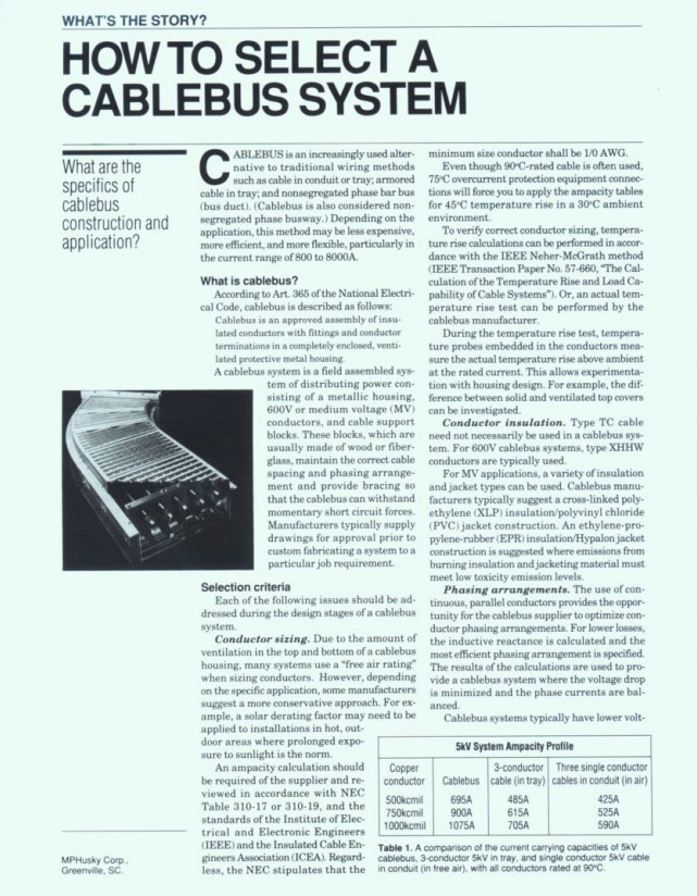 Cable Bus Systems Articles | MP Husky